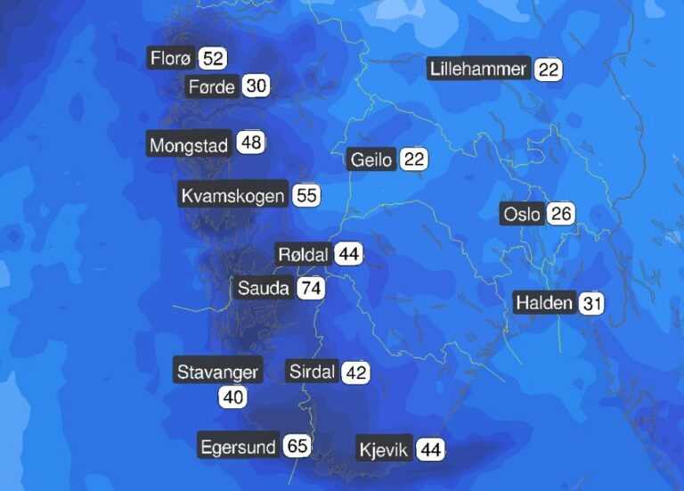 Betydelig regn i vente i Vest-Norge